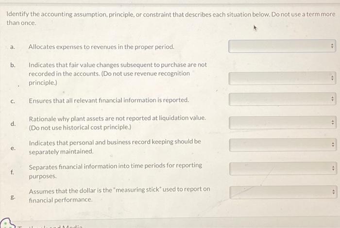 Solved Identify the accounting assumption, principle, or | Chegg.com