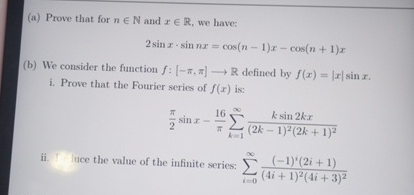 Solved (a) ﻿Prove that for ninN and xinR, we | Chegg.com