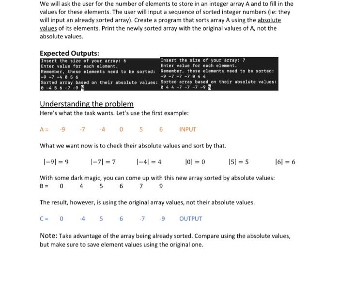 Solved We will ask the user for the number of elements to | Chegg.com