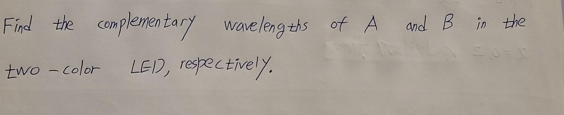 Solved Find the complementary wavelengths of A and B in the | Chegg.com