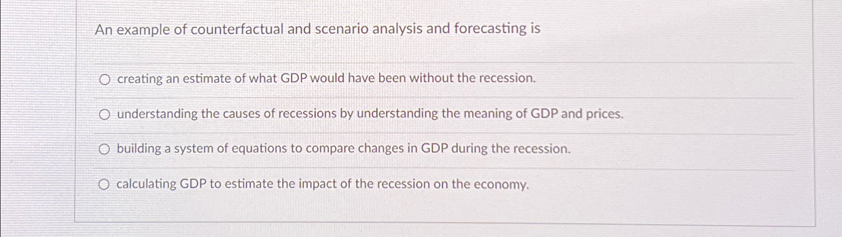 Solved An example of counterfactual and scenario analysis | Chegg.com