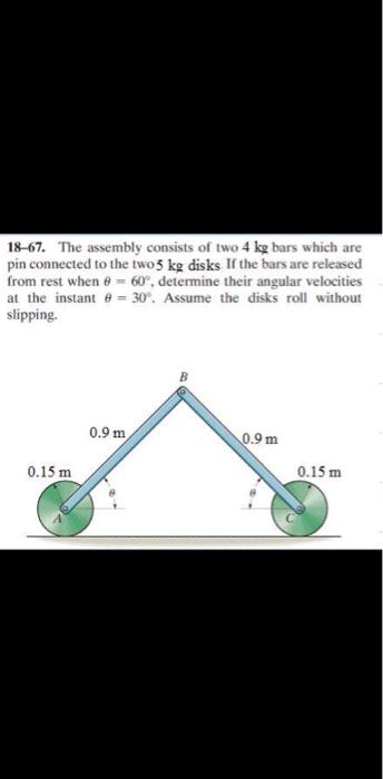 Solved 18-67. The assembly consists of two 4 kg bars which | Chegg.com