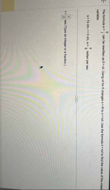 Solved The formula ω=θt ﻿can be rewritten as θ=ωt. ﻿Using ωt | Chegg.com