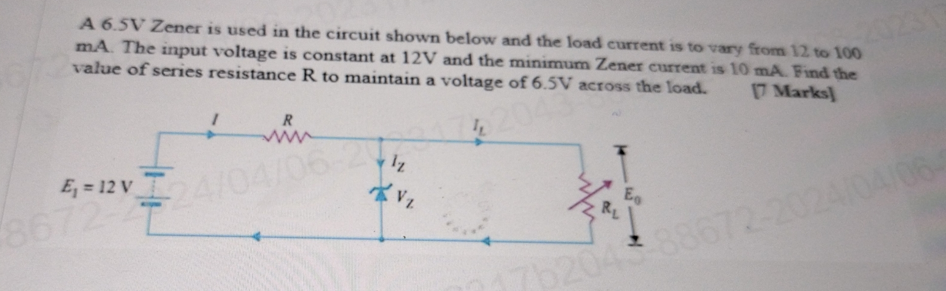 A 6.5V ﻿Zener is used in the circuit shown below and | Chegg.com