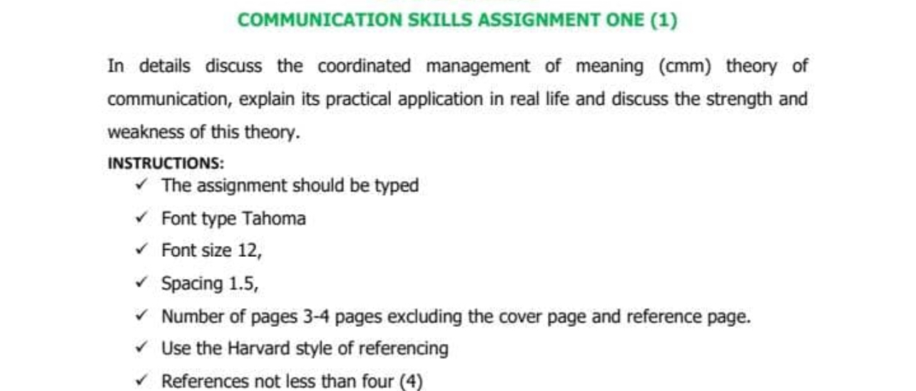 COMMUNICATION SKILLS ASSIGNMENT ONE (1)In details | Chegg.com