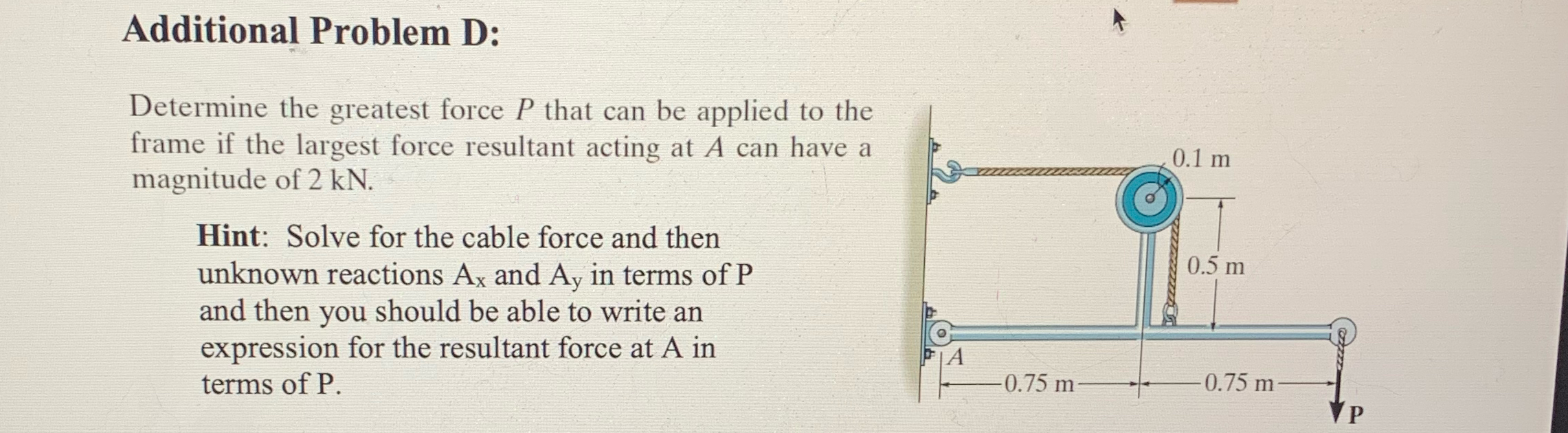 Solved Additional Problem D Determine The Greatest Force P