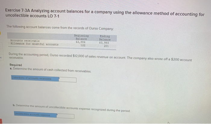 Solved Exercise 7-3A Analyzing account balances for a | Chegg.com