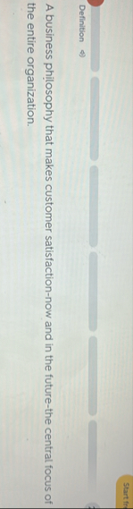 [Solved]: Start fr Definition A business philosophy that mak