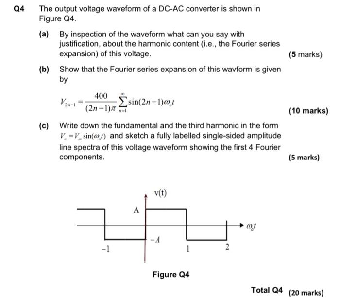Solved Q4 The output voltage waveform of a DC-AC converter | Chegg.com