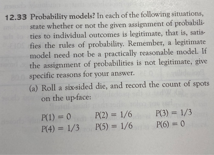 Solved 12.33 Probability models? In each of the following | Chegg.com