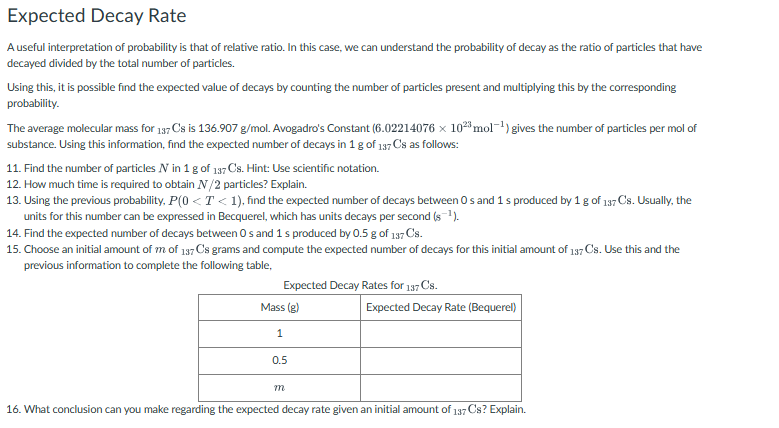 Solved Expected Decay RateA useful interpretation of | Chegg.com