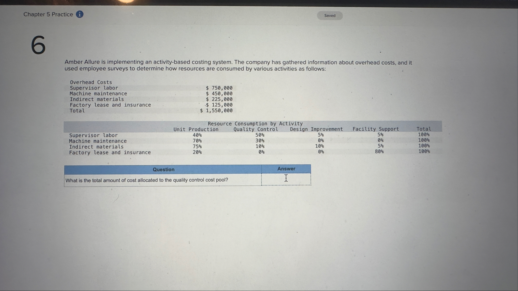 Solved Chapter 5 ﻿Practice (i)Amber Allure is implementing | Chegg.com