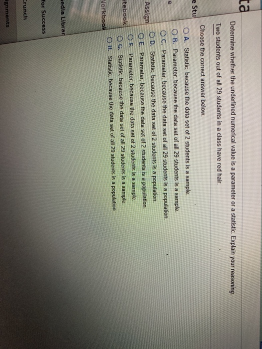 Solved ta Determine whether the underlined numerical value | Chegg.com