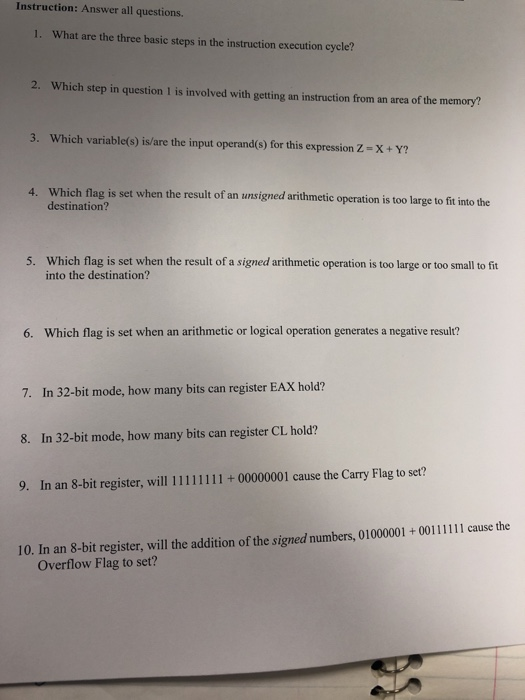 Solved Instruction: Answer all questions. 1. What are the | Chegg.com