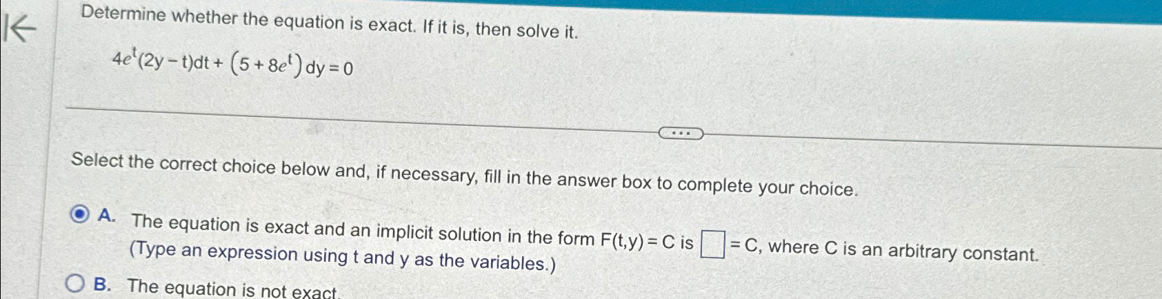 Solved Determine whether the equation is exact. If it is, | Chegg.com
