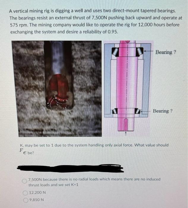 Solved A vertical mining rig is digging a well and uses two | Chegg.com