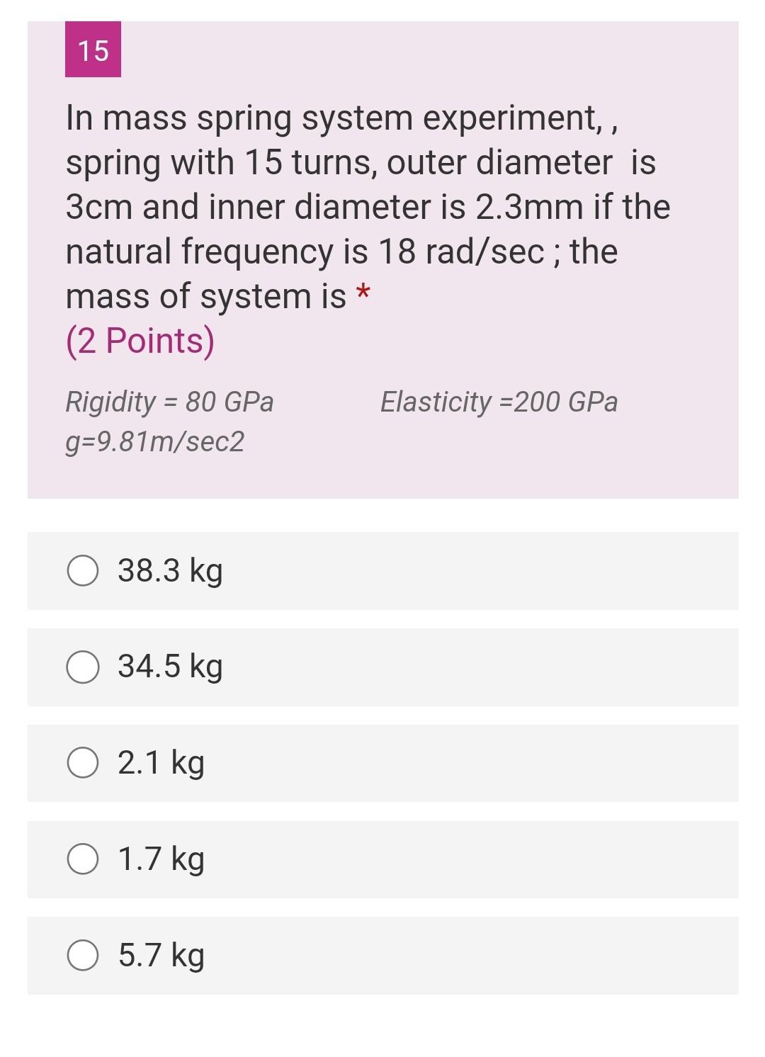 Solved 15 In mass spring system experiment,, spring with 15 | Chegg.com
