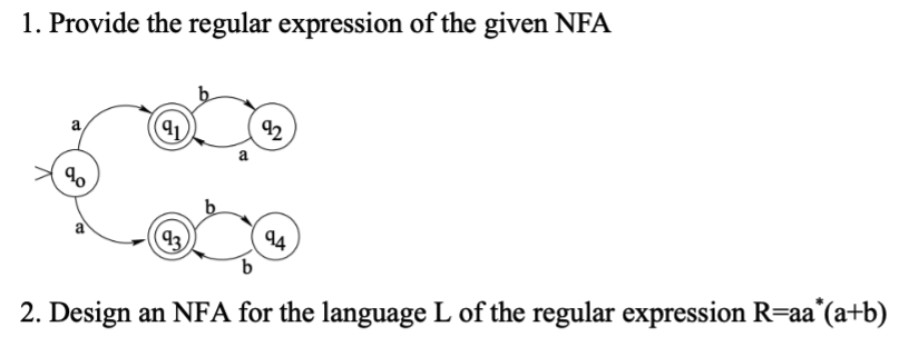 Solved Provide the regular expression of the given NFADesign | Chegg.com