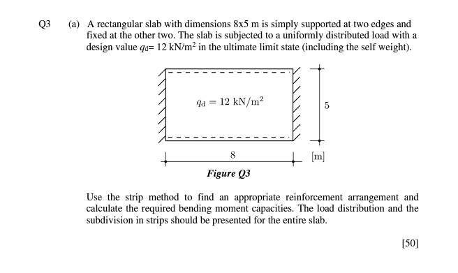 Solved Q3 (a) A rectangular slab with dimensions 8x5 m is | Chegg.com
