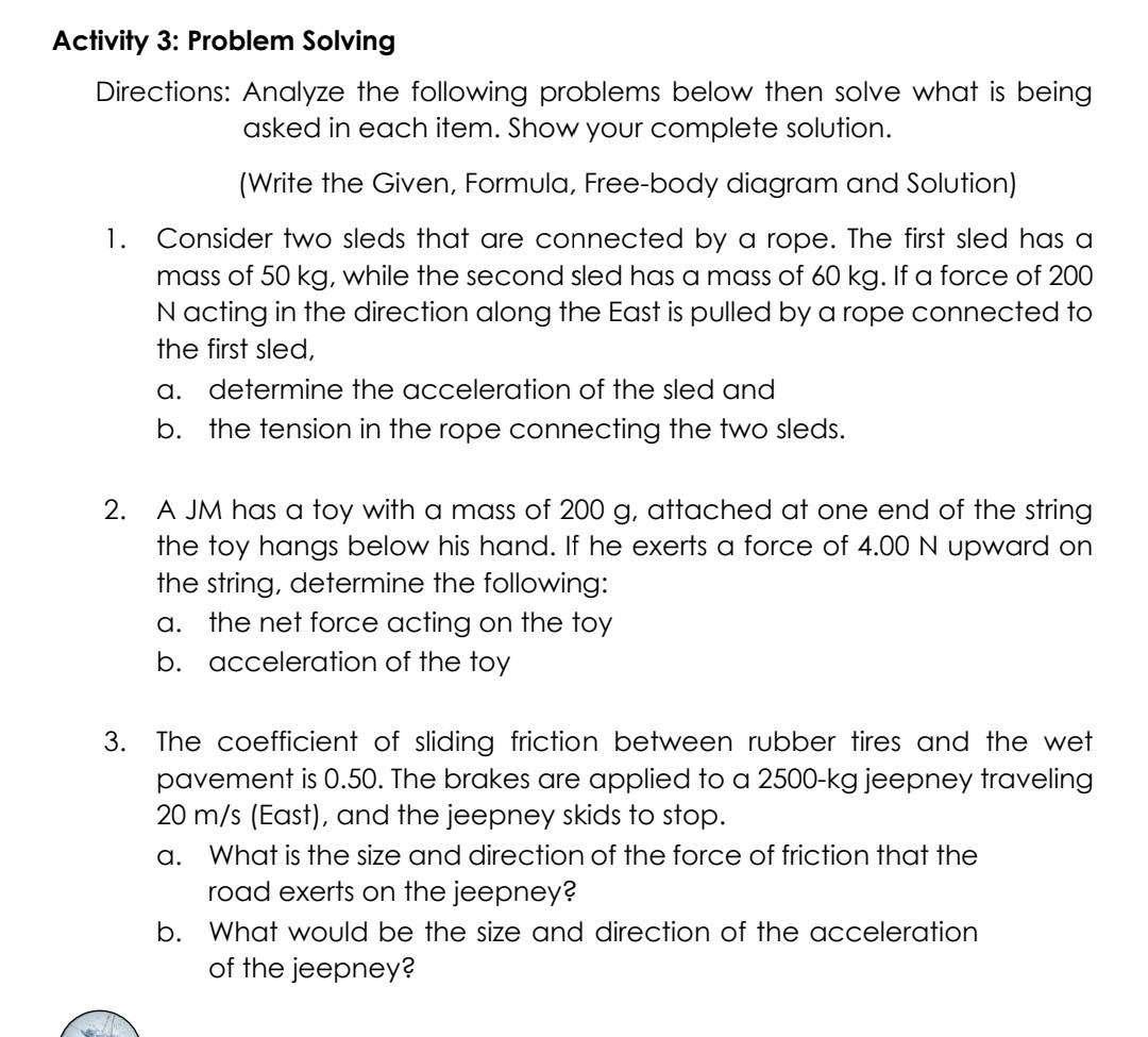 Solved Activity 3: Problem Solving Directions: Analyze the | Chegg.com