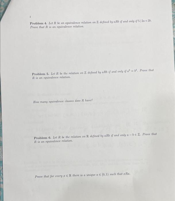 Solved Problem 4. Let R be an equivalence relation on Z | Chegg.com