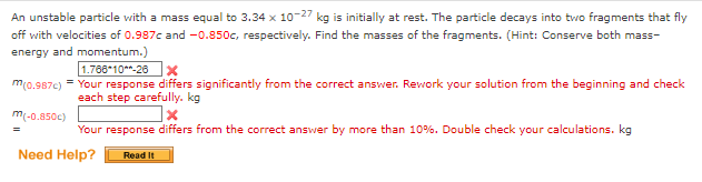 Solved An unstable particle with a mass equal to | Chegg.com