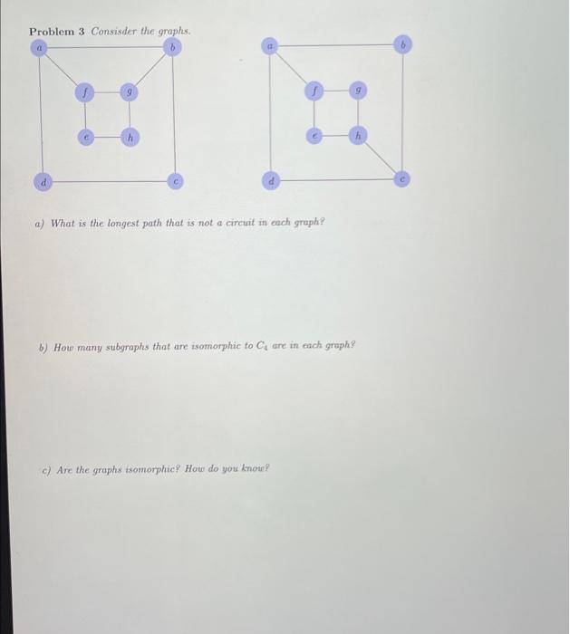 Solved Problem 3 Consisder the graphs. a) What is the | Chegg.com