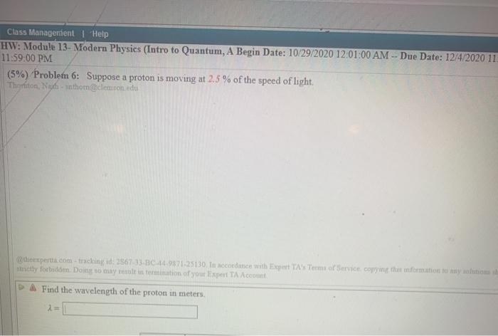 Solved Class Management | Help HW: Module 13. Modern Physics | Chegg.com
