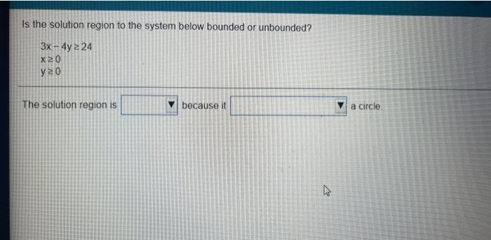 Solved Is the solution region to the system below bounded or | Chegg.com