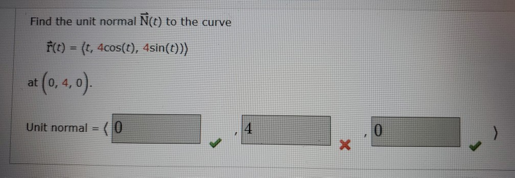 Solved Find the unit normal Ñ(t) to the curve F(t) = (t, | Chegg.com