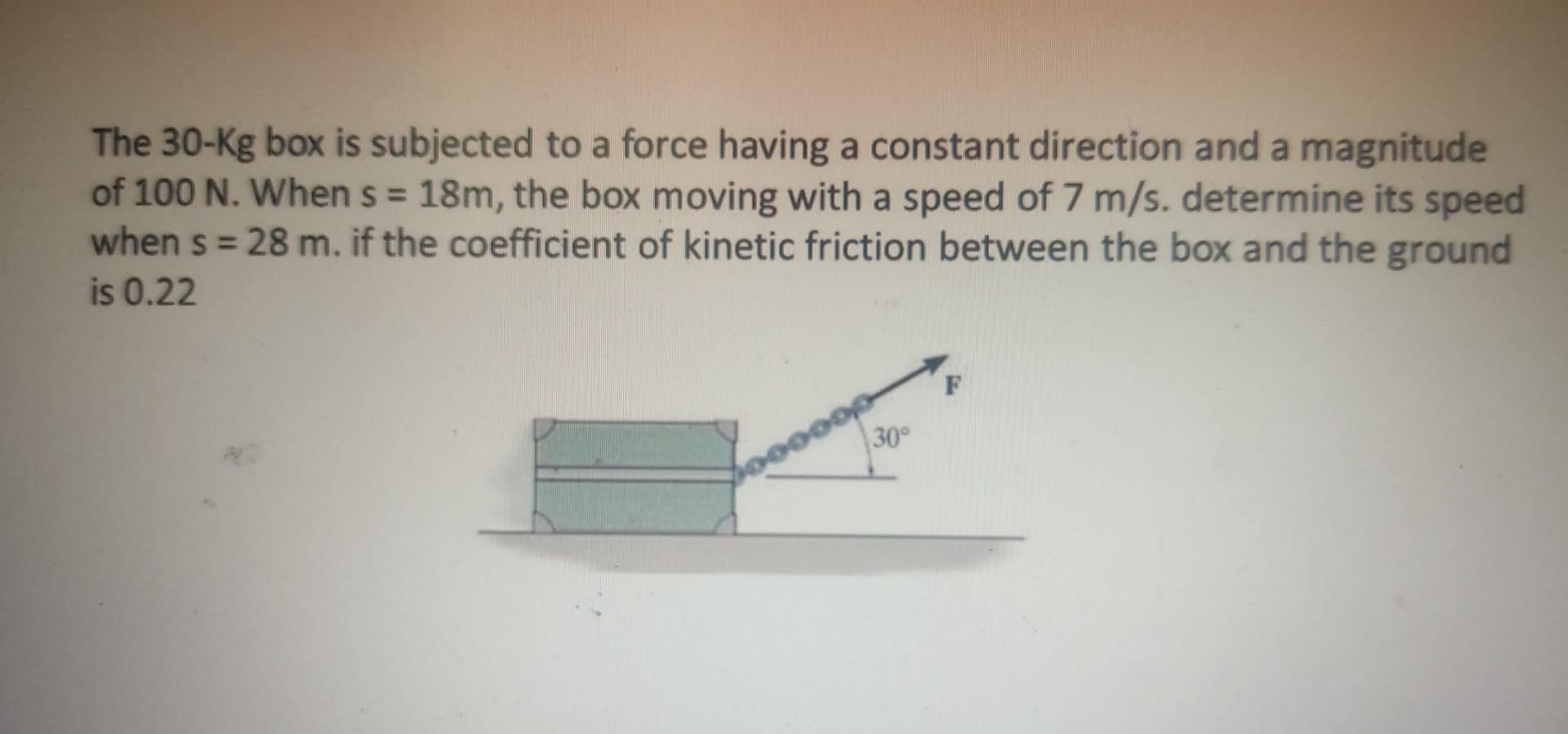 Solved a The 30-Kg box is subjected to a force having a | Chegg.com