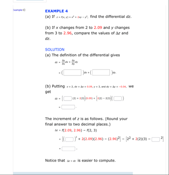 Solved Example 4)EXAMPLE 4(a) ﻿If z=f(x,y)=x2 2xy-y2, ﻿find | Chegg.com
