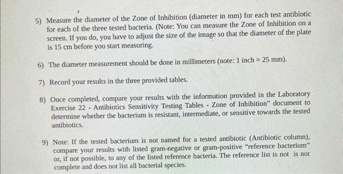 5) Measure the diameter of the Zone of Inhibition | Chegg.com