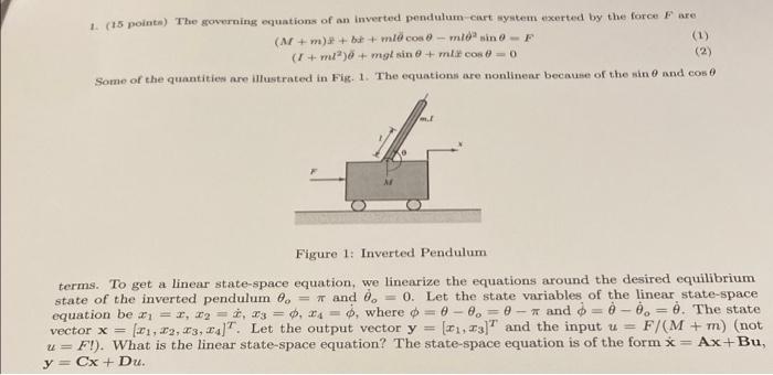 Solved 1. (15 points) The governing equations of an inverted | Chegg.com