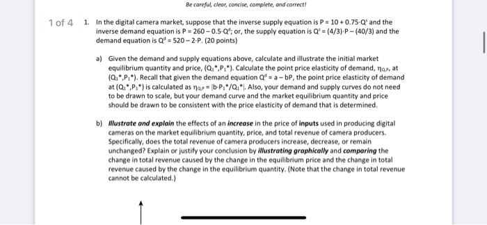 Solved Be careful, clear, concise, complete, and correct 1 | Chegg.com