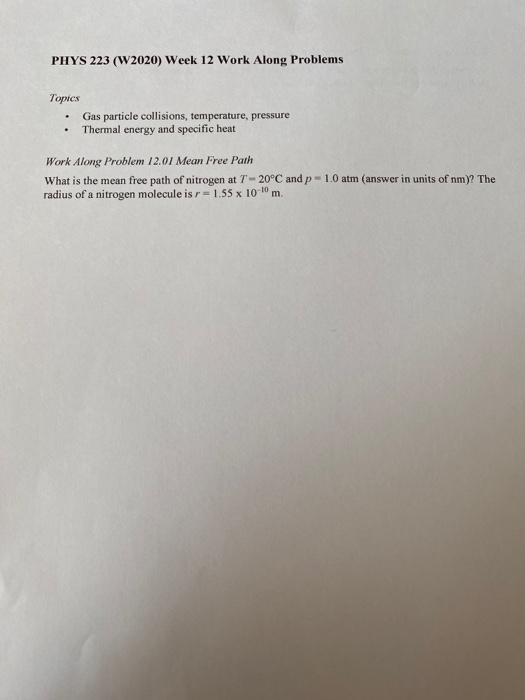 Solved PHYS 223 (W2020) Week 12 Work Along Problems Topics • | Chegg.com