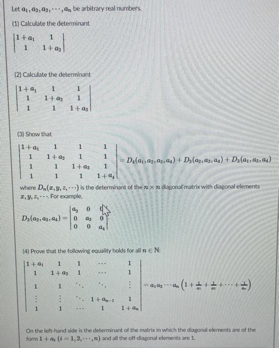 Solved Let a, 02, 03, On be arbitrary real numbers. (1) | Chegg.com