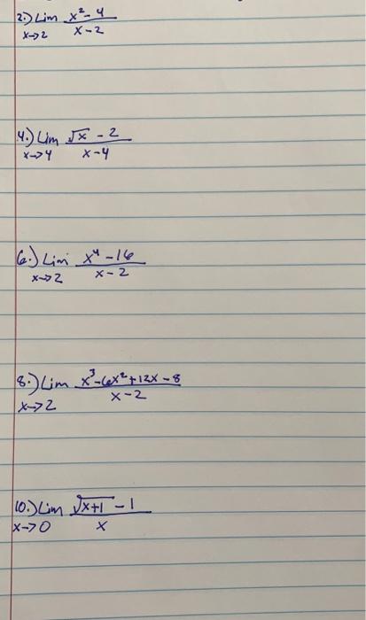 Solved Topic: LimitsSolve the following problems, indicate | Chegg.com
