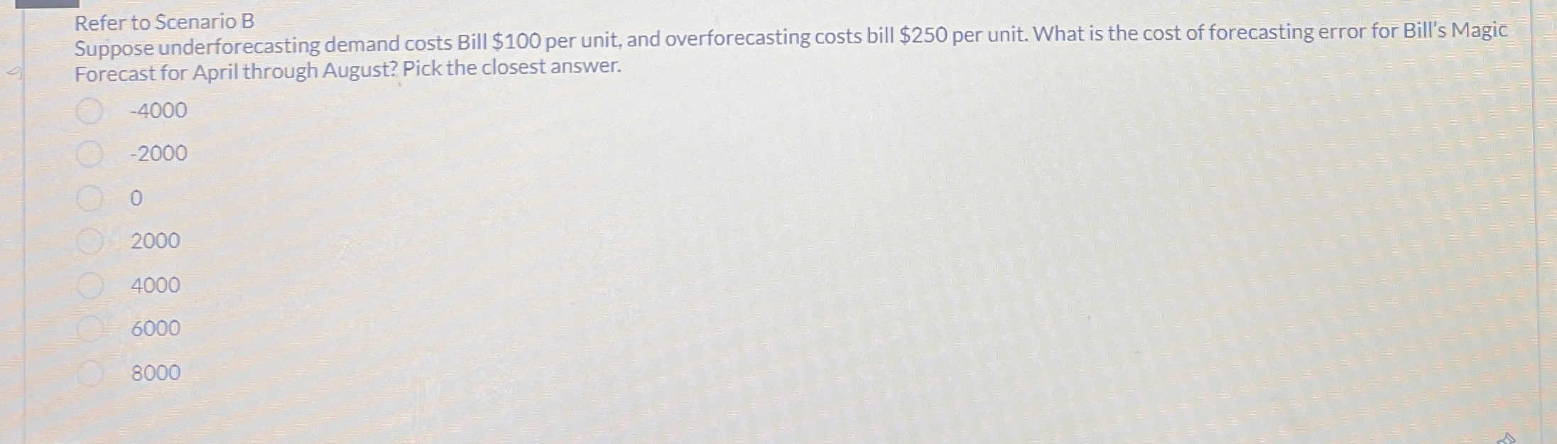Solved Refer to Scenario BSuppose underforecasting demand | Chegg.com