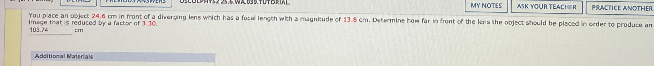 Solved You place an object 24.6cm ﻿in front of a diverging | Chegg.com