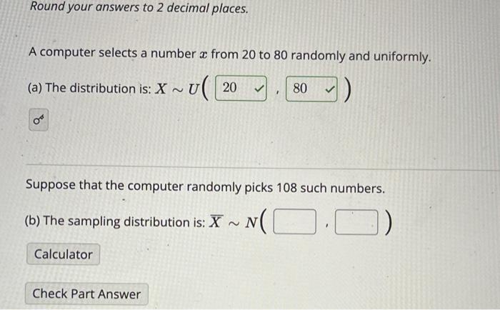 Solved A computer selects a number x from 20 to 80 randomly | Chegg.com