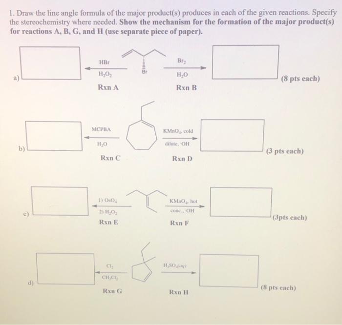 Solved 1. Draw the line angle formula of the major | Chegg.com