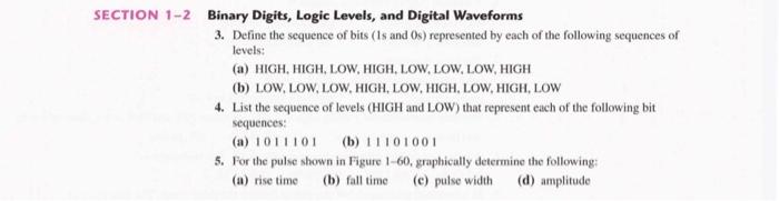 Solved SECTION 1-2 Binary Digits, Logic Levels, and Digital | Chegg.com