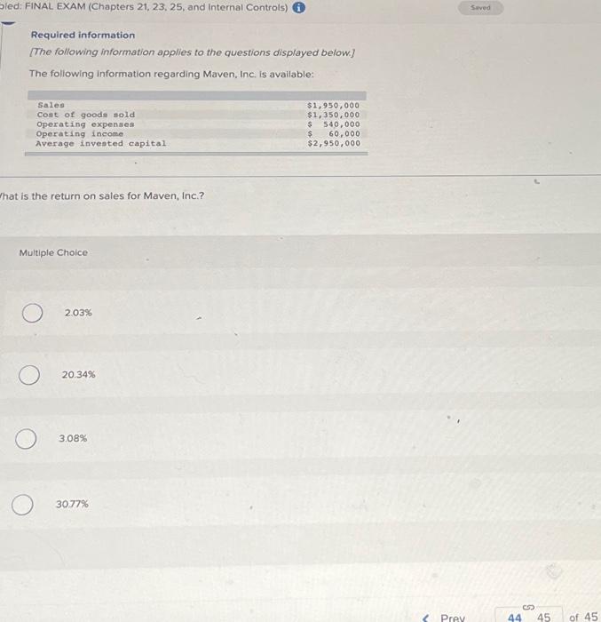 Solved Sled: FINAL EXAM (Chapters 21, 23, 25, and Internal | Chegg.com