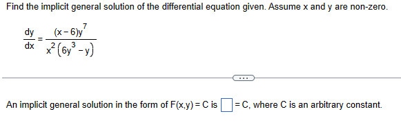 Solved Find the implicit general solution of the | Chegg.com