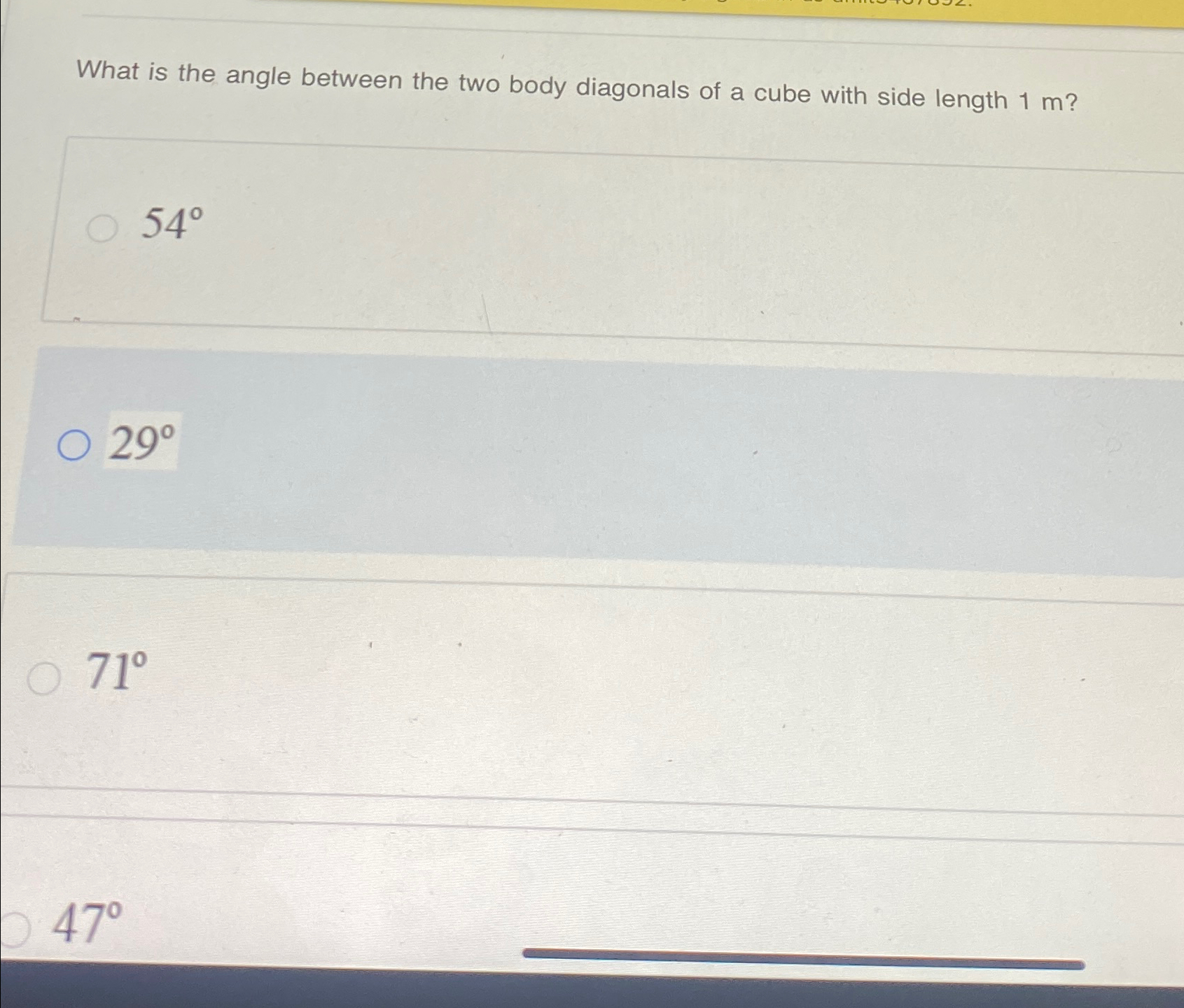 Solved What is the angle between the two body diagonals of a | Chegg.com
