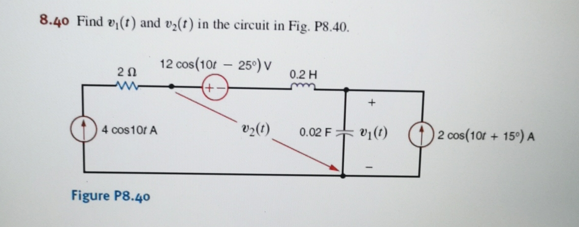 Solved 8.40 ﻿Find v1(t) ﻿and v2(t) ﻿in the circuit in Fig. | Chegg.com