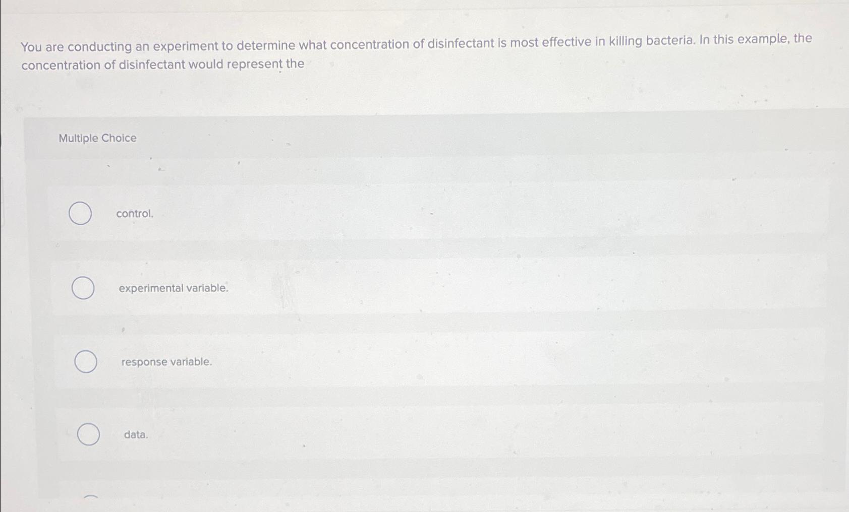Solved You are conducting an experiment to determine what | Chegg.com
