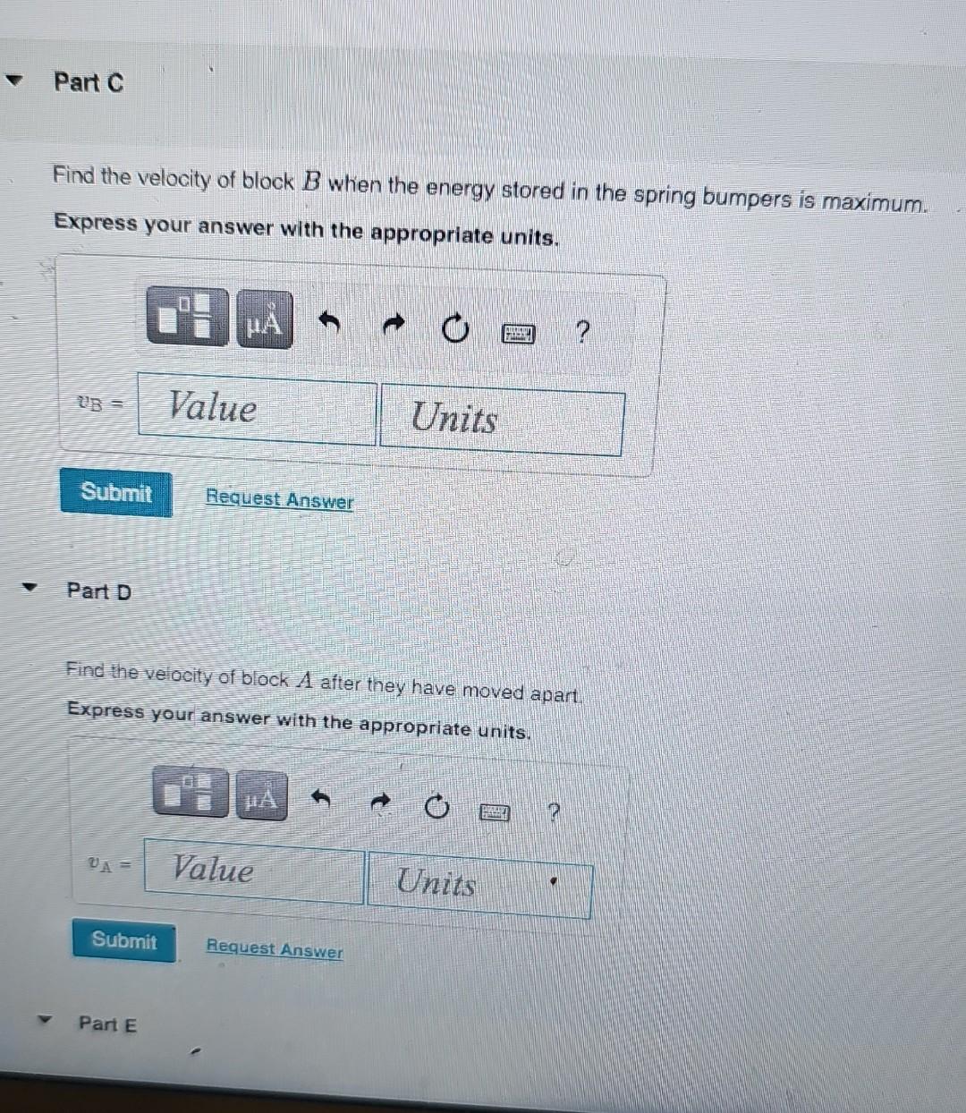 Solved Linear Momentum Exercise 8.47 Blocks A (mass 2.50 kg) | Chegg.com
