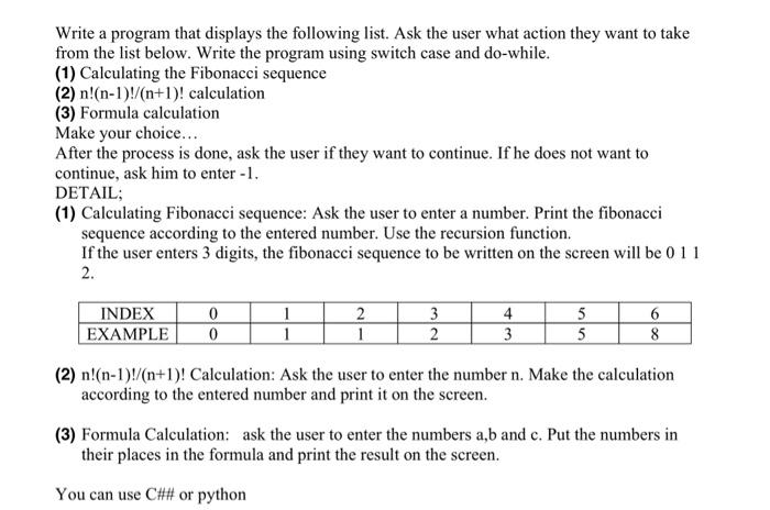 Solved Write a program that displays the following list. Ask | Chegg.com